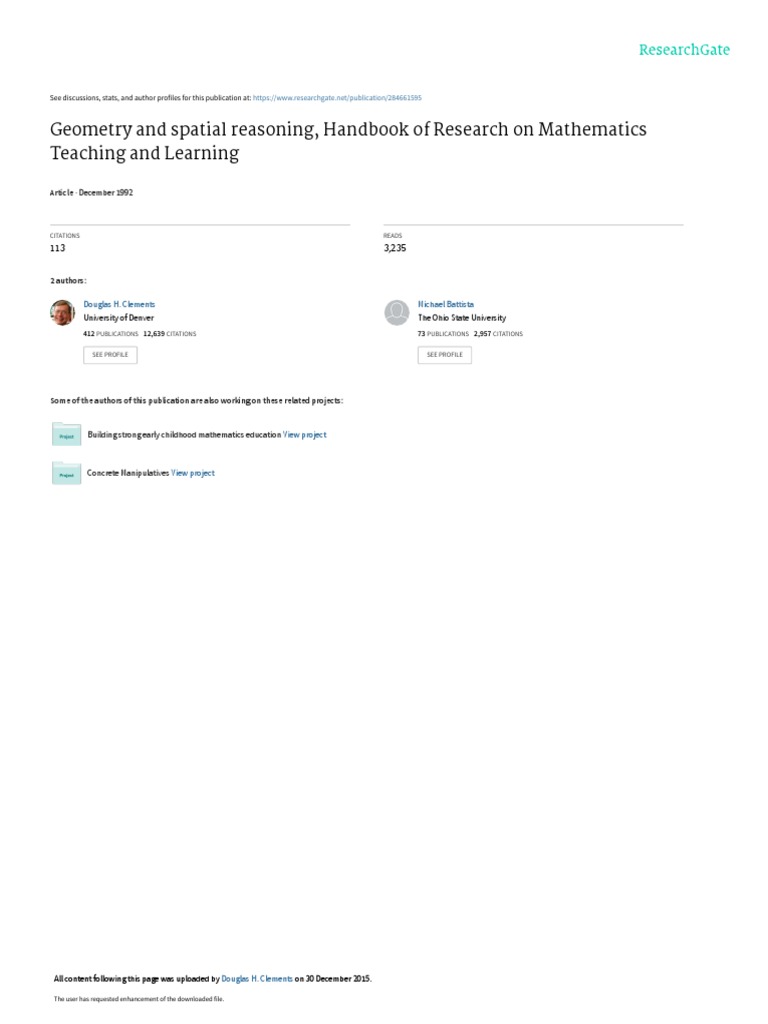 Geometry and Spatial Reasoning, Handbook of Research On Mathematics ...