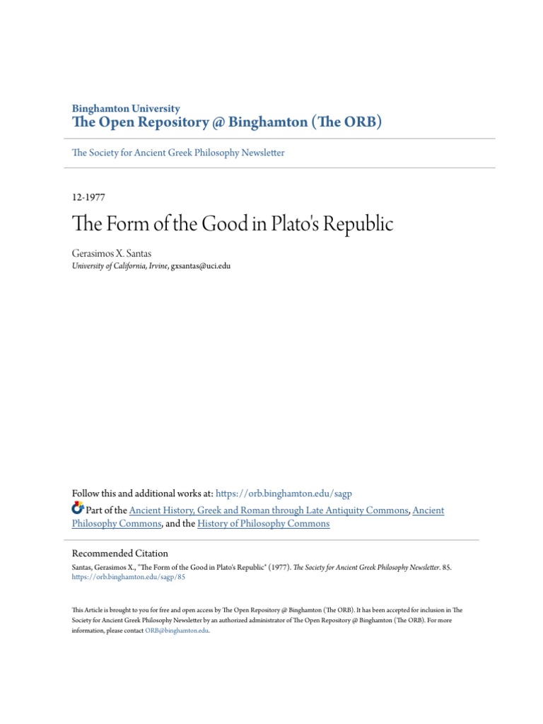 The Form of The Good in Plato's Republic: The Open Repository at ...