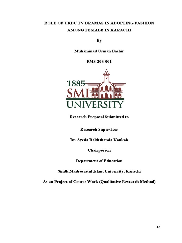 Research Proposal Pakistani Drama | PDF | Pakistan | Fashion