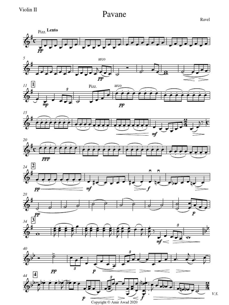 Ravel Pavane Violin II PDF | PDF | Musical Compositions | String Instruments