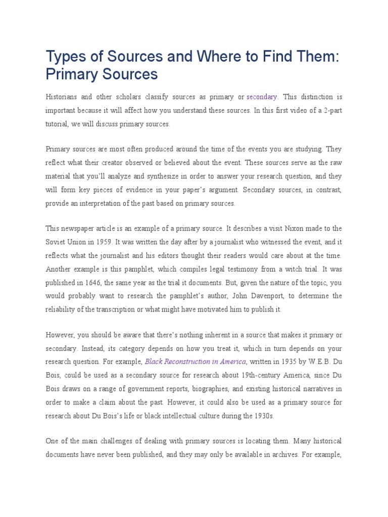 Types of Sources and Where To Find Them | PDF | Primary Sources | Books