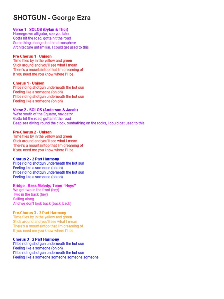 Shotgun Lyric Sheet | PDF