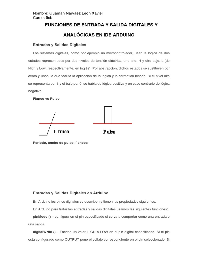 Funciones de Entrada y Salida Digitales y Analógicas en Ide Arduino ...