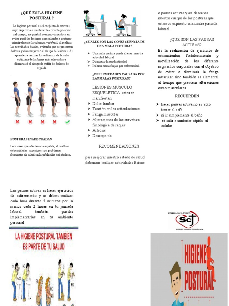 Folleto de Higiene Postural | PDF | Dolor lumbar | Medicina