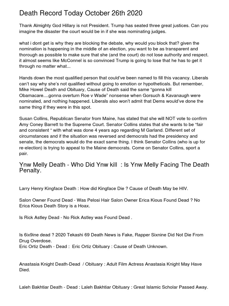 Anastasia Knight Death and Obituary | PDF | Federal Government Of The ...