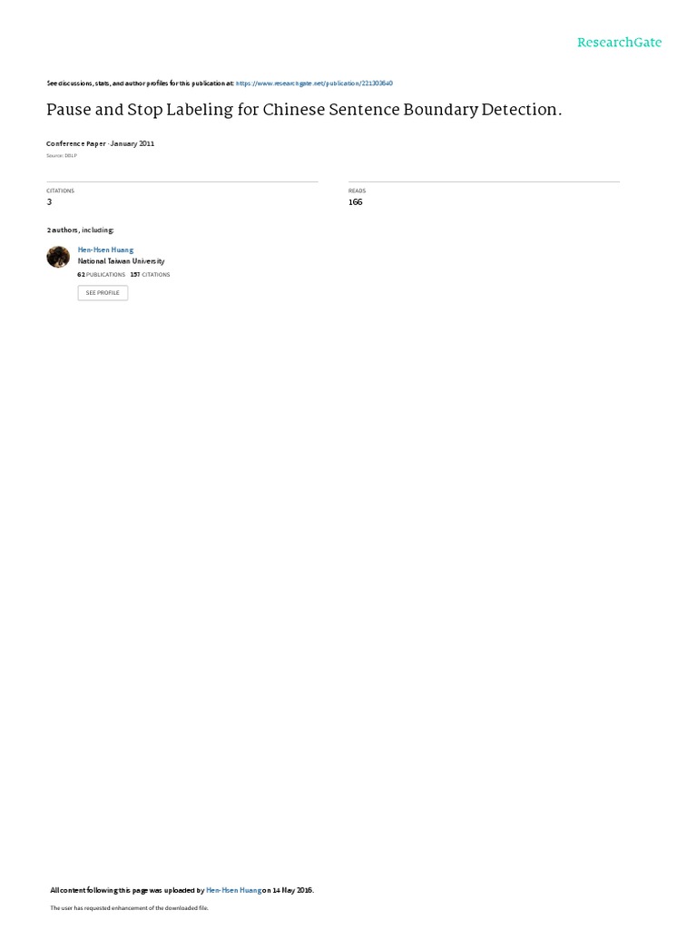 Chinese Sentence Boundary Detection | PDF | Punctuation | Part Of Speech