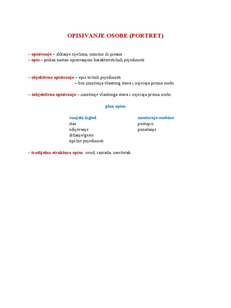 Opisivanje Osobe | PDF