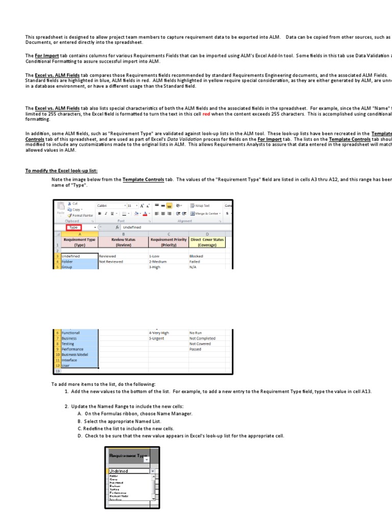 ALM Requirements Template Generic | PDF | Microsoft Excel | Spreadsheet