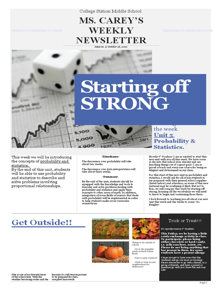 Weekly Newsletter | PDF | Statistics | Probability