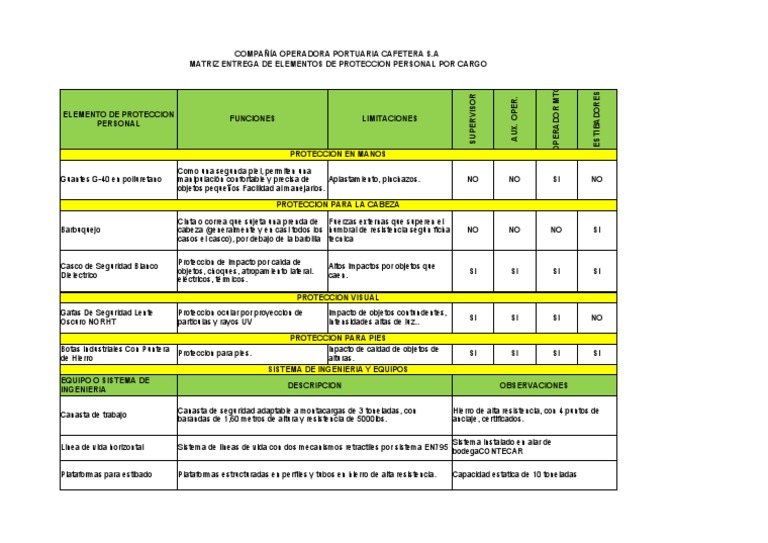 Matriz COPC Control EPP | PDF | Naturaleza