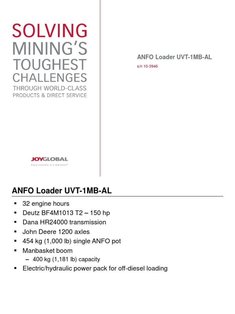 ANFO Loader UVT-1MB-AL Specifications | PDF