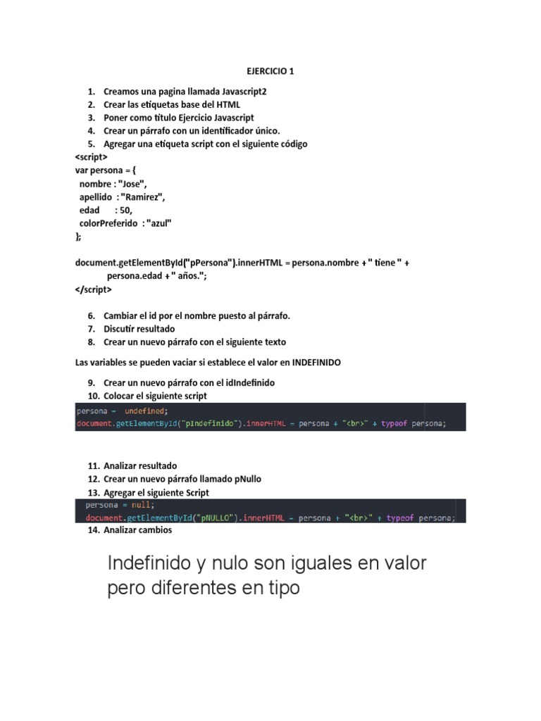 Ejercicios Javascript Pdf Script Java Programación De Computadoras