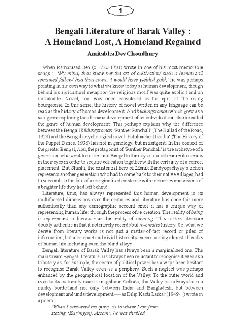 Bengali Literature in Barak Valley | PDF | Partition Of India | Narrative