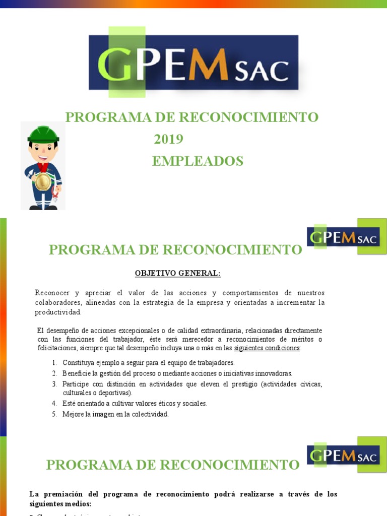 Programa de Reconocimiento Laboral 2019 | PDF | Comportamiento | Evaluación