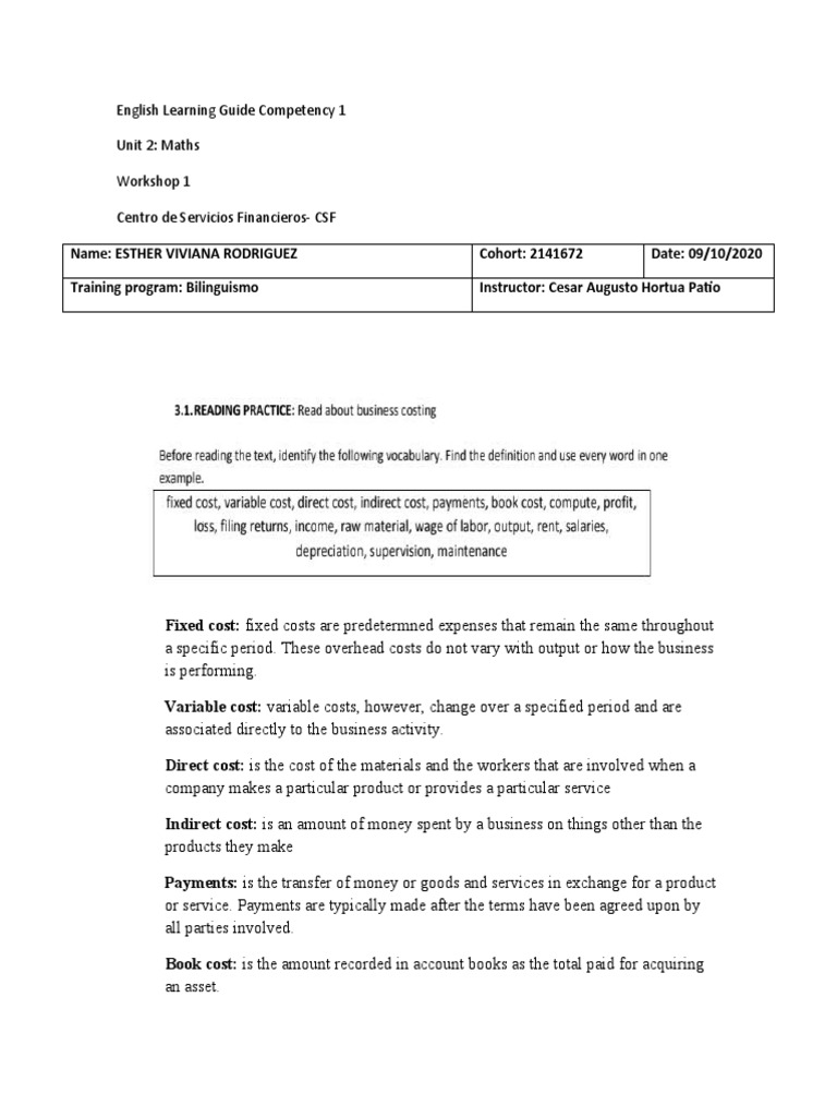 English Learning Guide Competency 1 | PDF | Cost | Employment