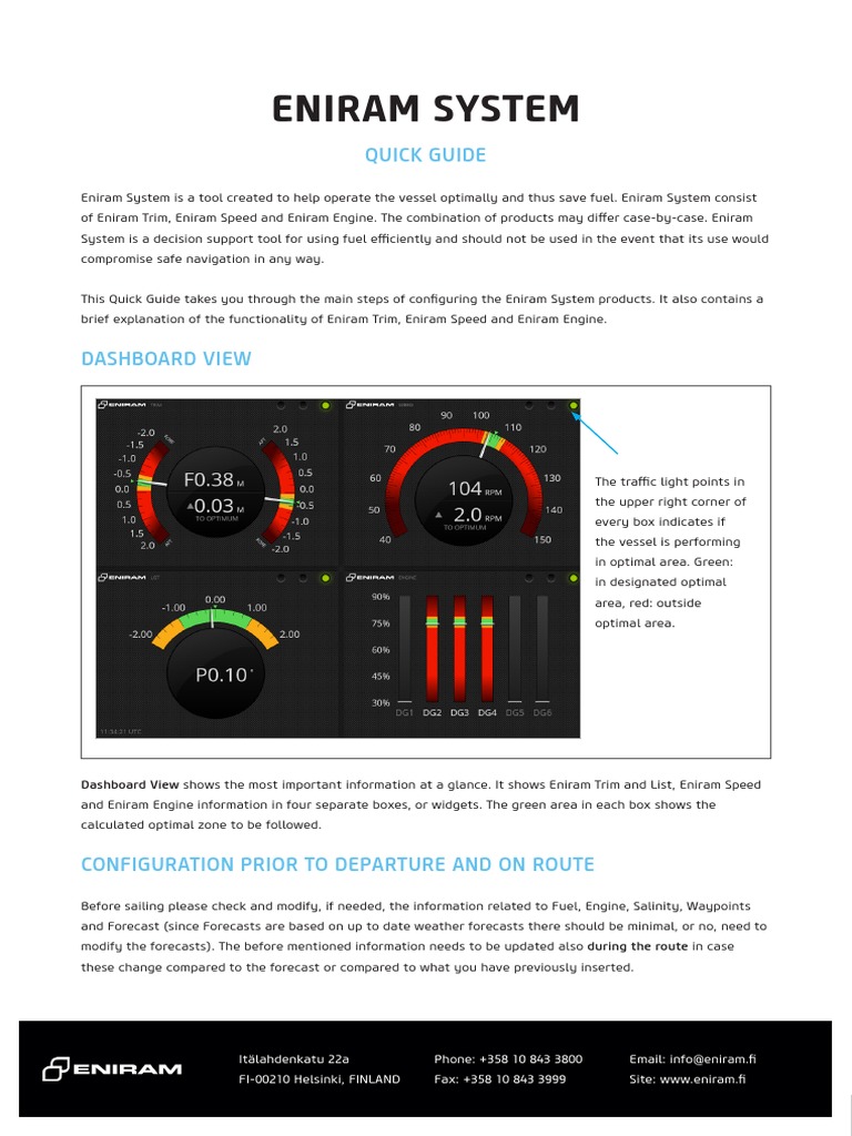 Eniram System Quick Guide | PDF | Forecasting | Fuel Efficiency