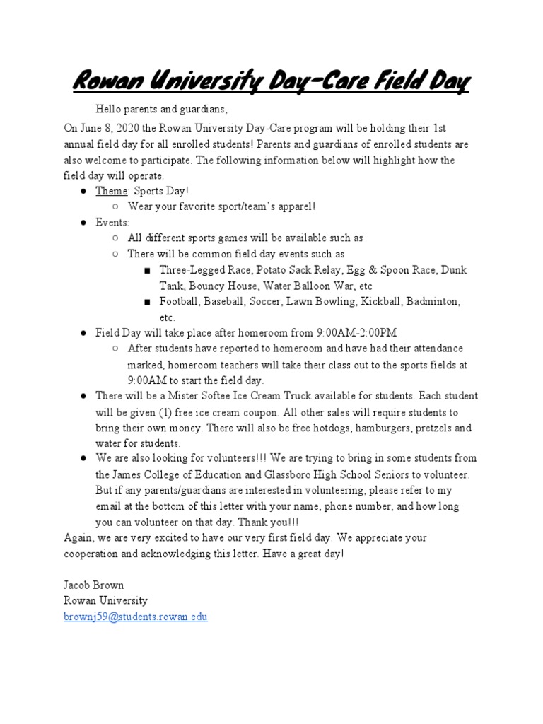 Field Day Letter 10 28 | PDF