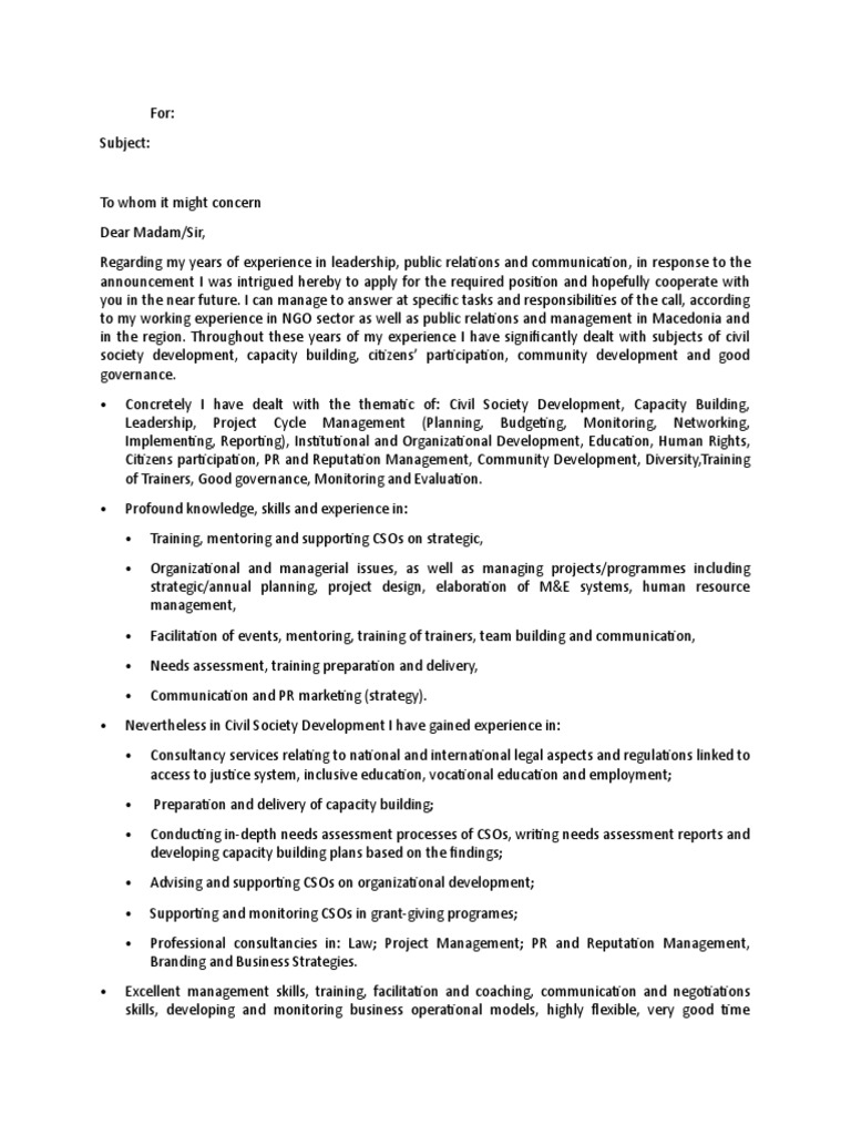 Motivational Letter Sample 1 | PDF | Capacity Building | Needs Assessment