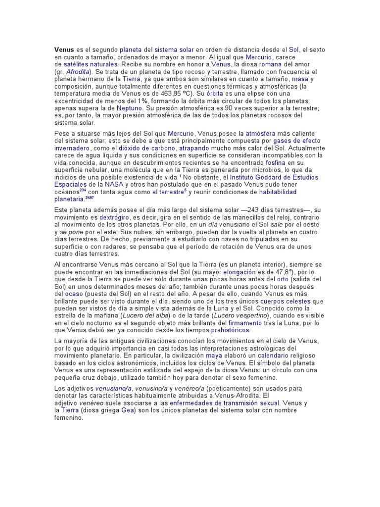 Venus Planeta Informacion | PDF | Venus | Atmósfera
