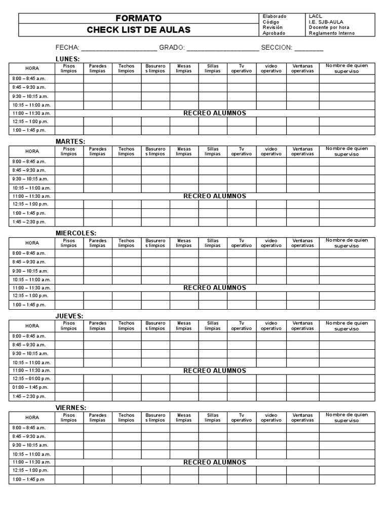 Check List de Aula | PDF