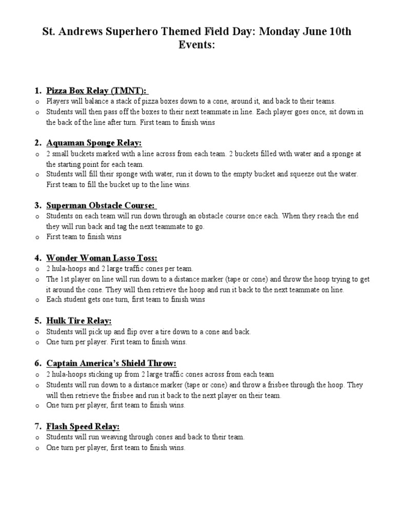 Superhero Field Day With Event Signs | PDF