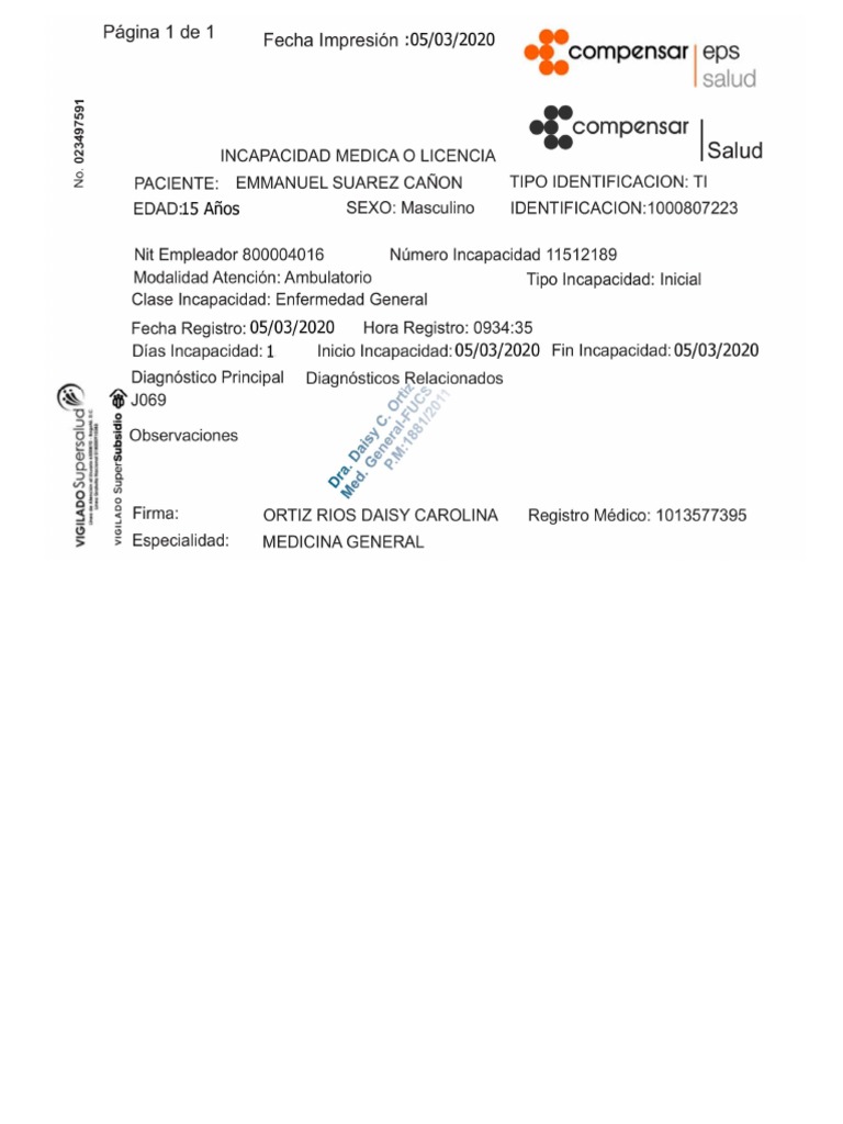 Excusa Emmanuel 5 Marzo PDF | PDF