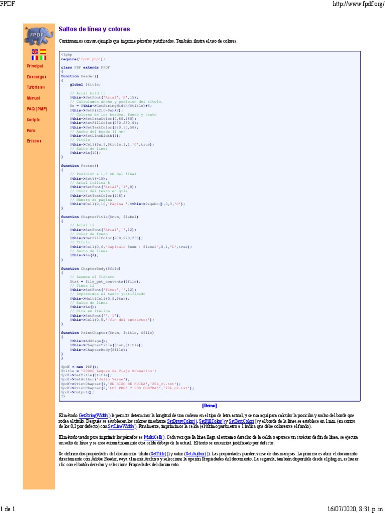 Ejemplo FPDF | PDF | Software | Informática