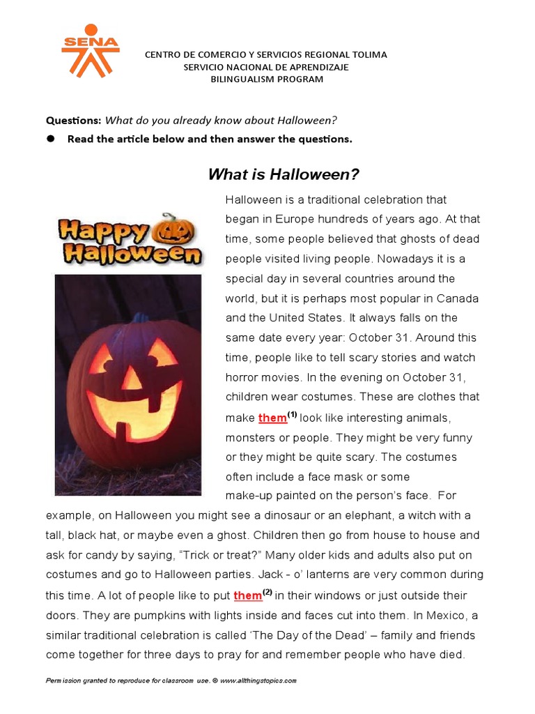 Halloween Reading Prepositions of Place | PDF | Halloween | Trick Or ...