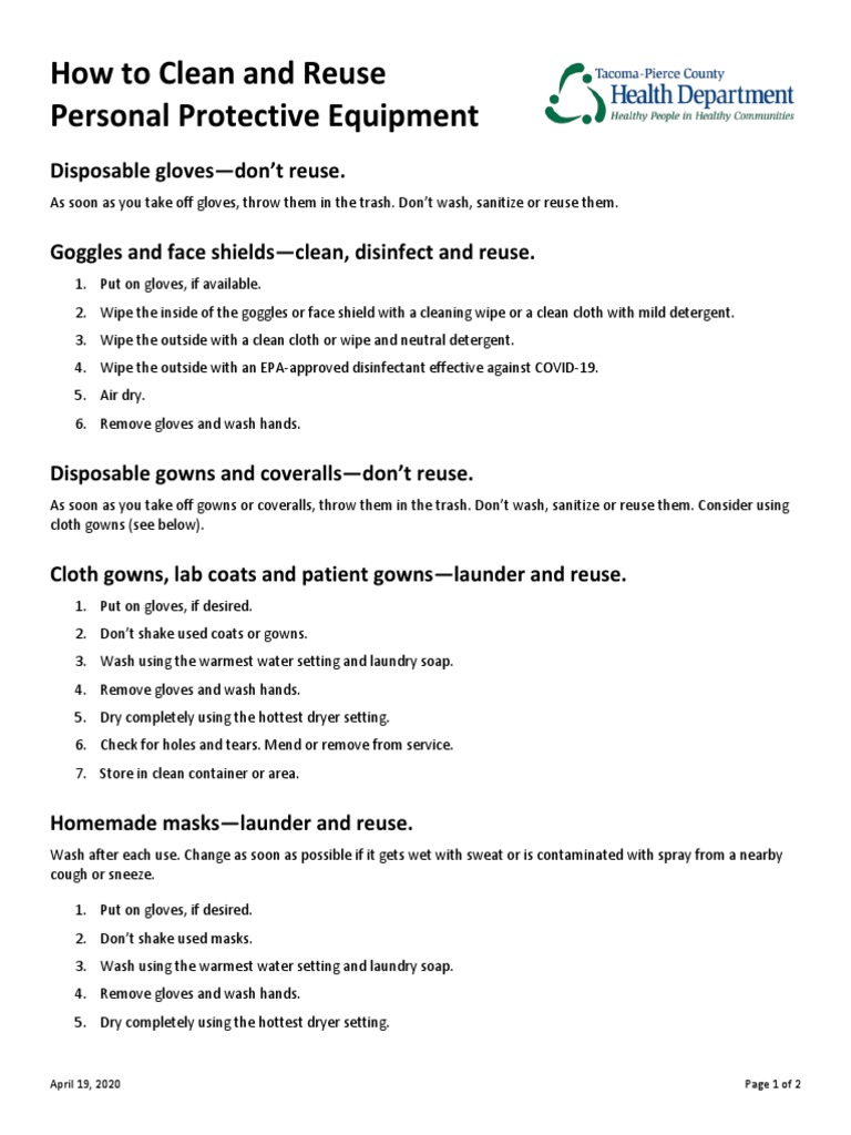 How To Clean and Reuse Personal Protective Equipment: Disposable Gloves ...