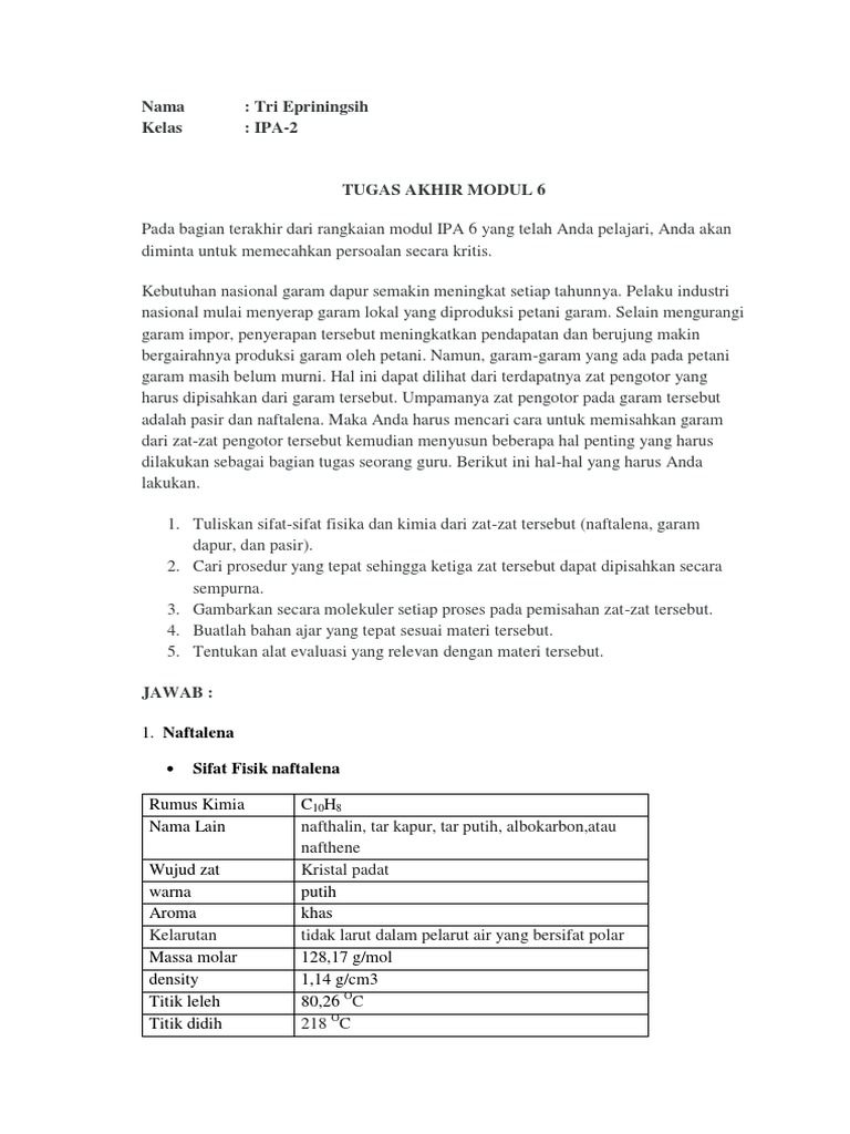 TA Modul 6 Pemisahan Campuran Tri Epriningsih PDF | PDF