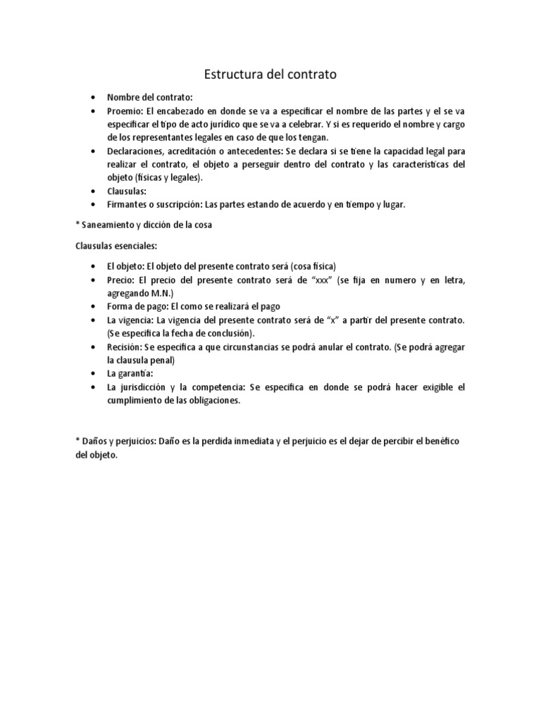 Estructura de un contrato detallada | PDF | Ciencias sociales | Derecho