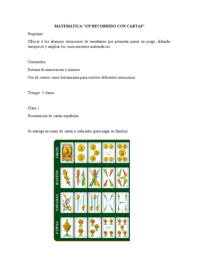 Matemática con Cartas para Niños | PDF | Juego de azar | Juegos de mesa