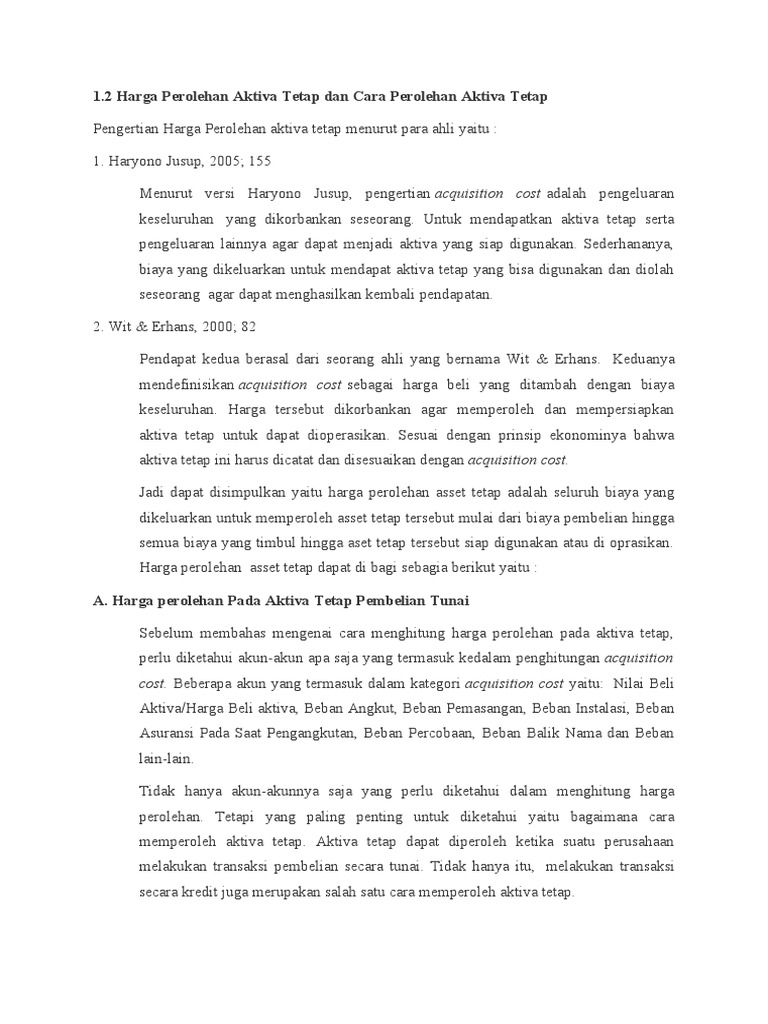 Harga Perolehan Aset Tetap Dan Cara Menghitung Aset Tetap | PDF