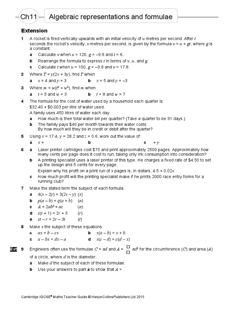 Algebraic Representations and Formulae | PDF | Printer (Computing ...