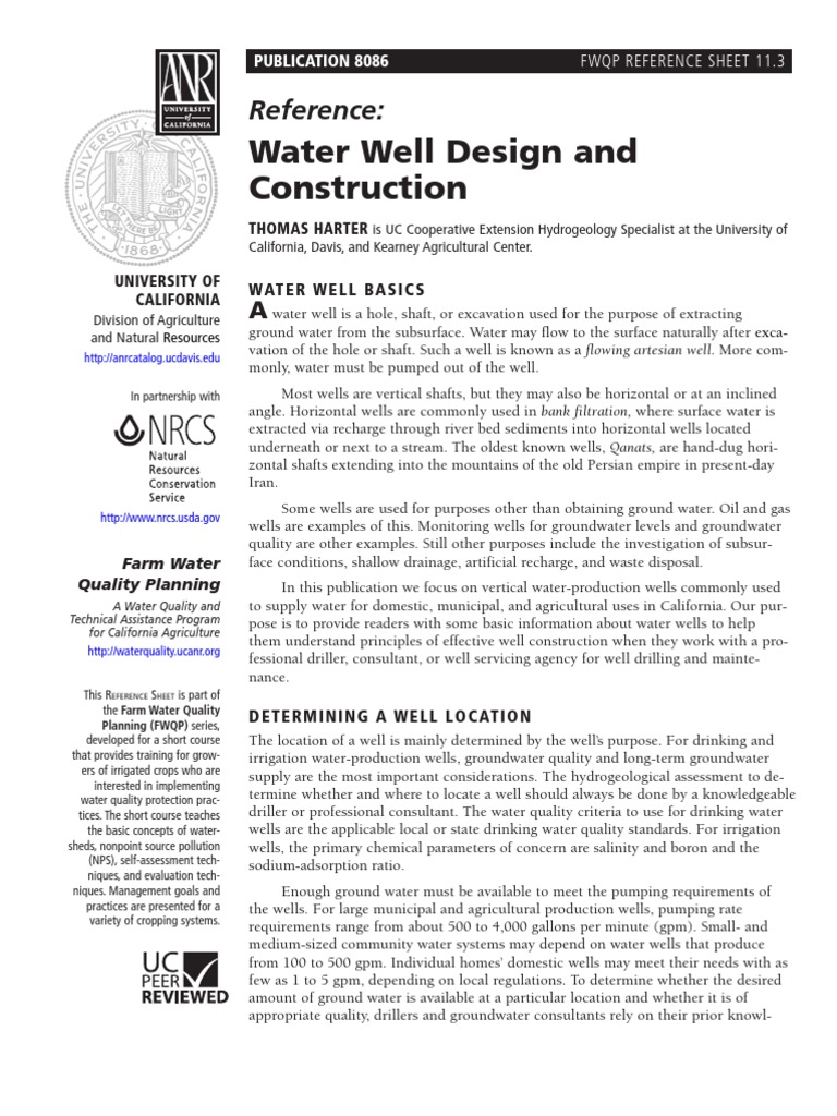 Water Well Design and Construction | PDF | Drilling Rig | Groundwater
