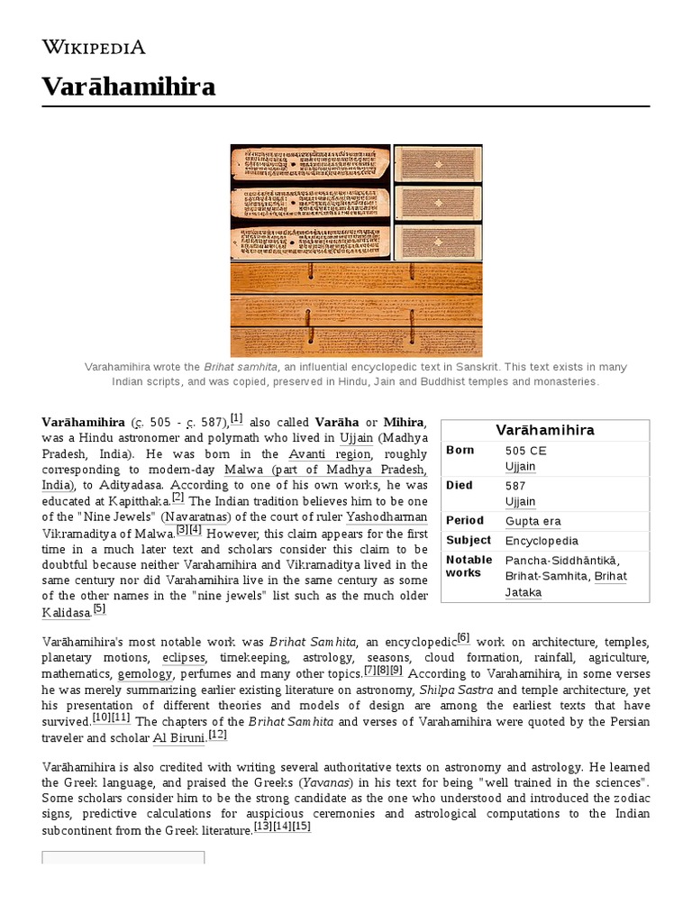 Varāhamihira (C. 505 - C. 587) | PDF | Science | Astronomy