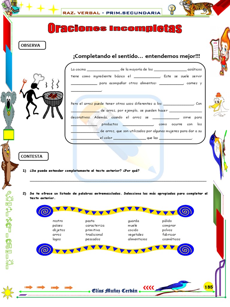 20 - Oraciones Incompletas | PDF | Arroz