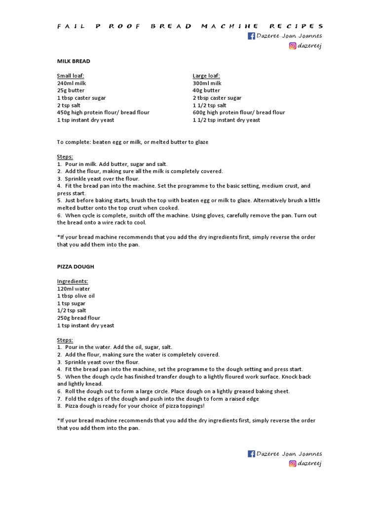 Fail Proof Bread Recipe | PDF | Fruit Preserves | Baker's Yeast