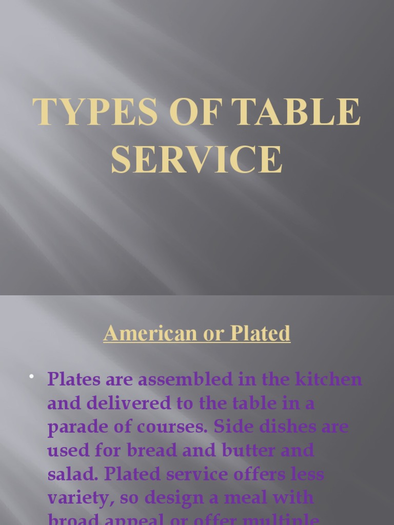 Types of Table Service Explained | PDF | Buffet | Hors D'oeuvre