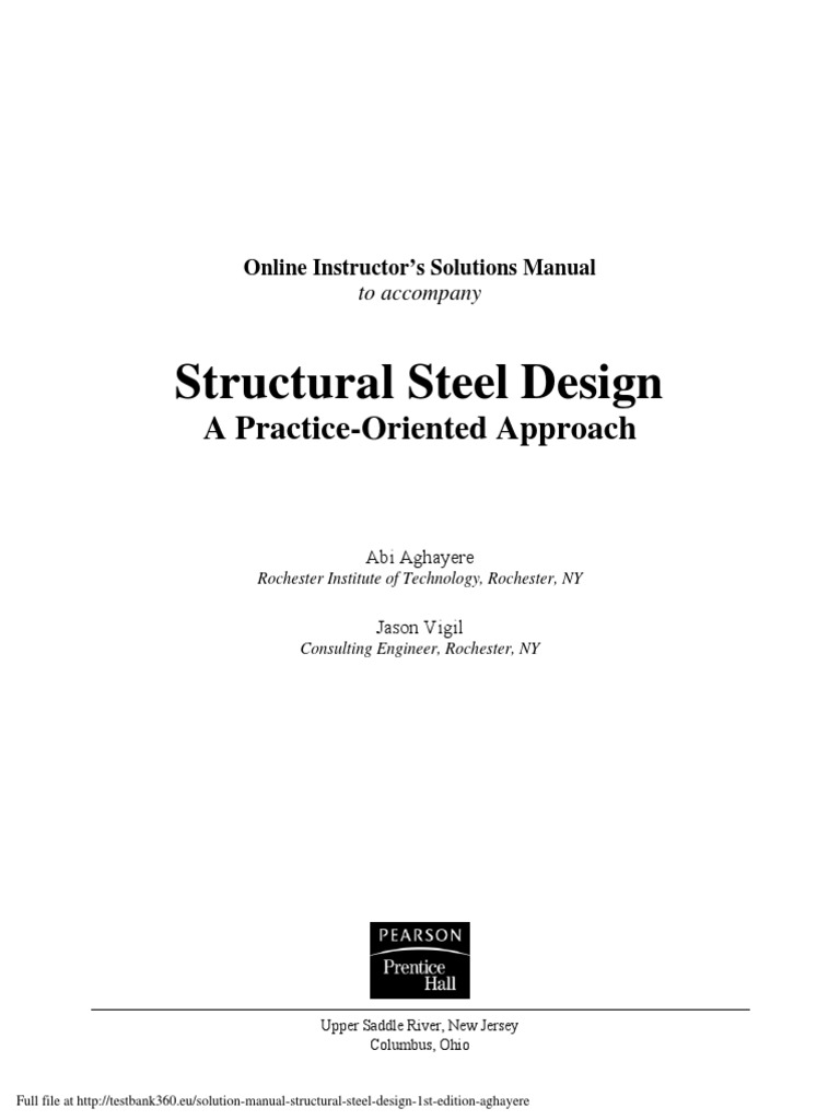 Solution Manual Structural Steel Design 1st Edition Aghayere | PDF ...