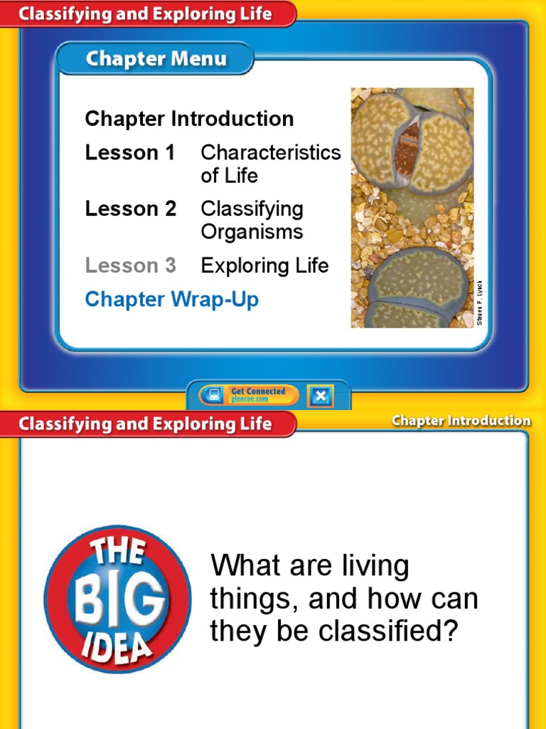 Chapter Introduction Lesson 1 Lesson 2: Characteristics of Life ...