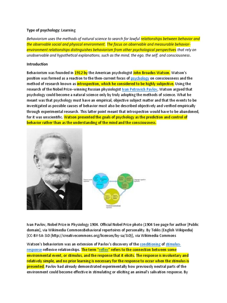 Type of Psychology: Learning: Psychology Ivan Petrovich Pavlov | PDF ...