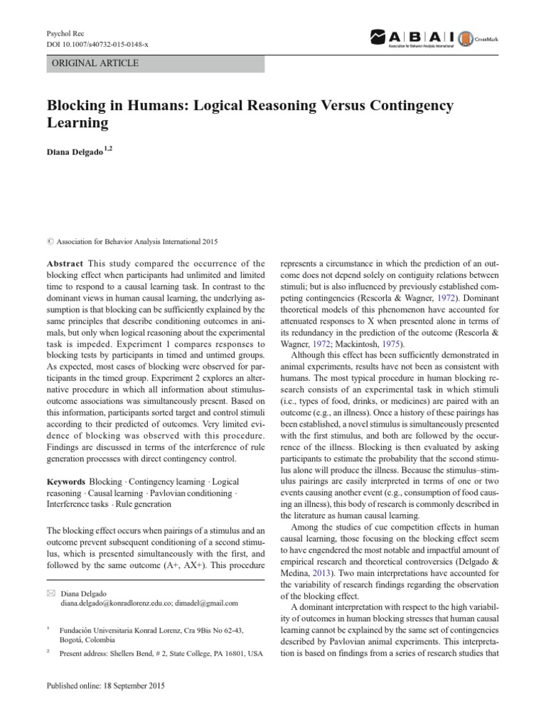 Blocking in Humans | PDF | Classical Conditioning | Experiment