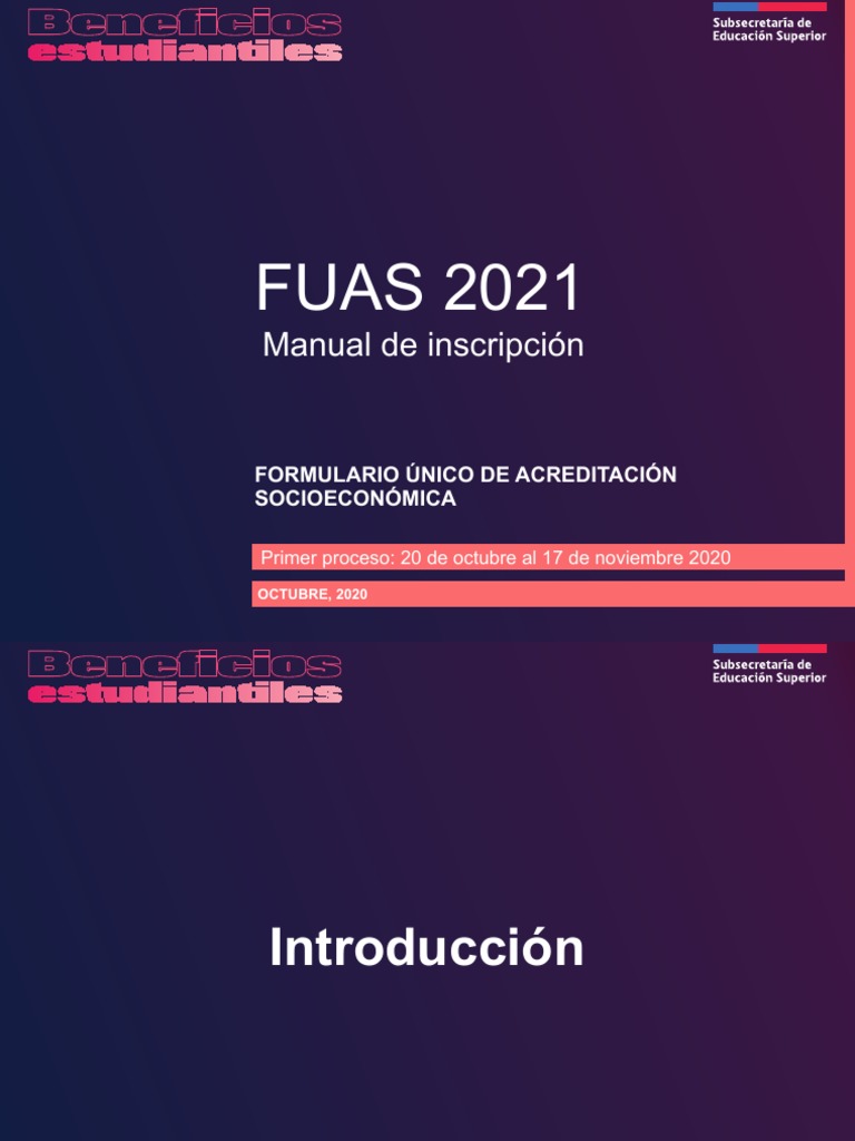 Manual de Inscripcion FUAS 2021 PDF | PDF | Pensión | Educación más alta