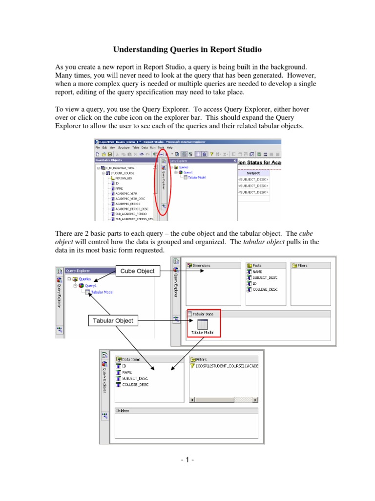 Understanding Queries in Report Studio | PDF | Dimension | Information ...
