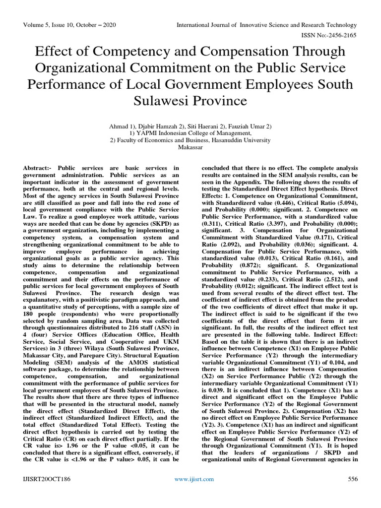 Effect of Competency and Compensation Through Organizational Commitment ...