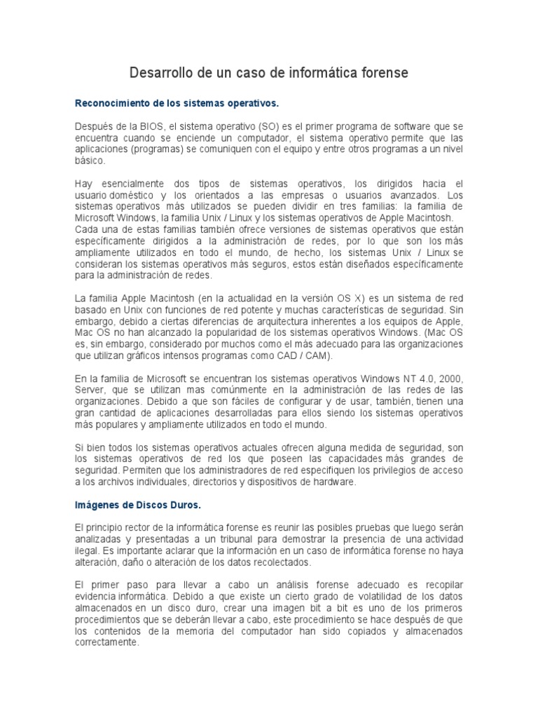 Desarrollo de Un Caso de Informática Forense | PDF | Microsoft Windows ...