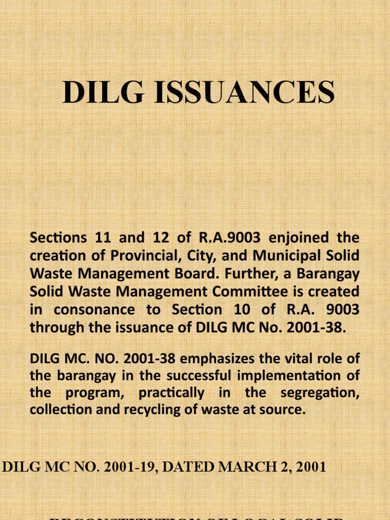 Eswm Dilg Issuances | PDF | Waste Management | Municipal Solid Waste