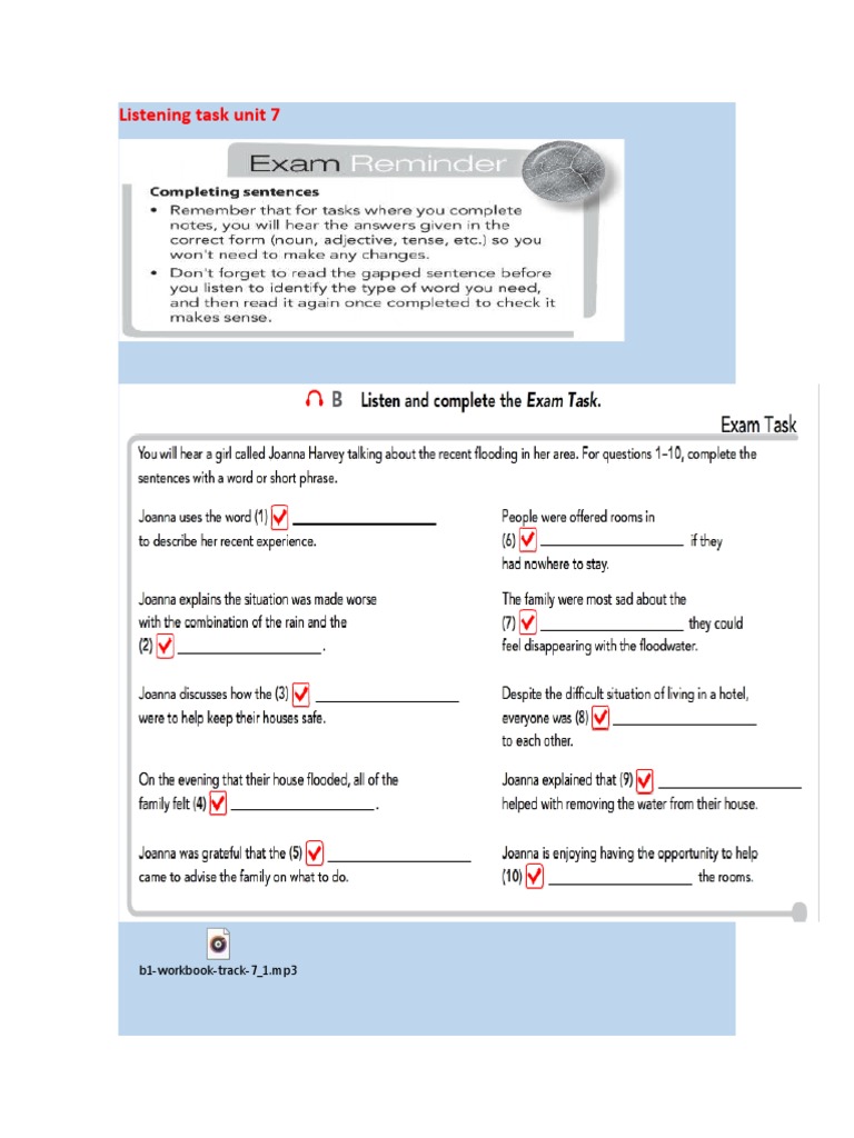 Listening Task Unit 7th - 8 Grade | PDF