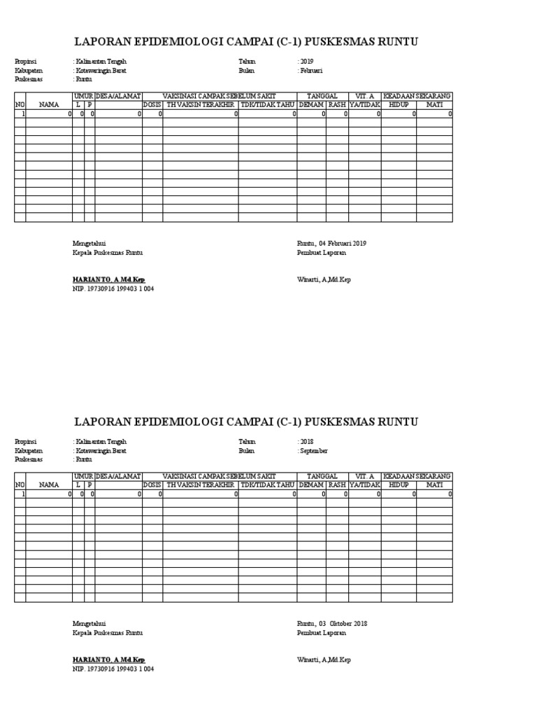 Form Laporan Campak | PDF